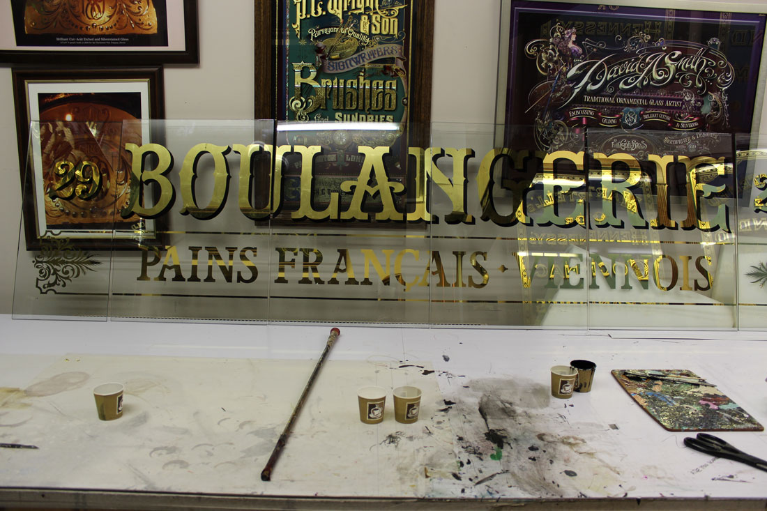 Hand made gilded Boulangerie glass sign - David Smith - Traditional ...