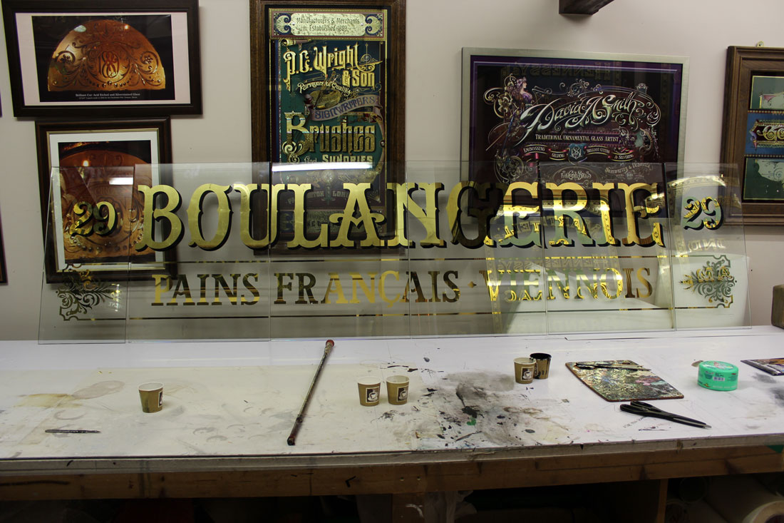 Hand made gilded Boulangerie glass sign - David Smith - Traditional ...