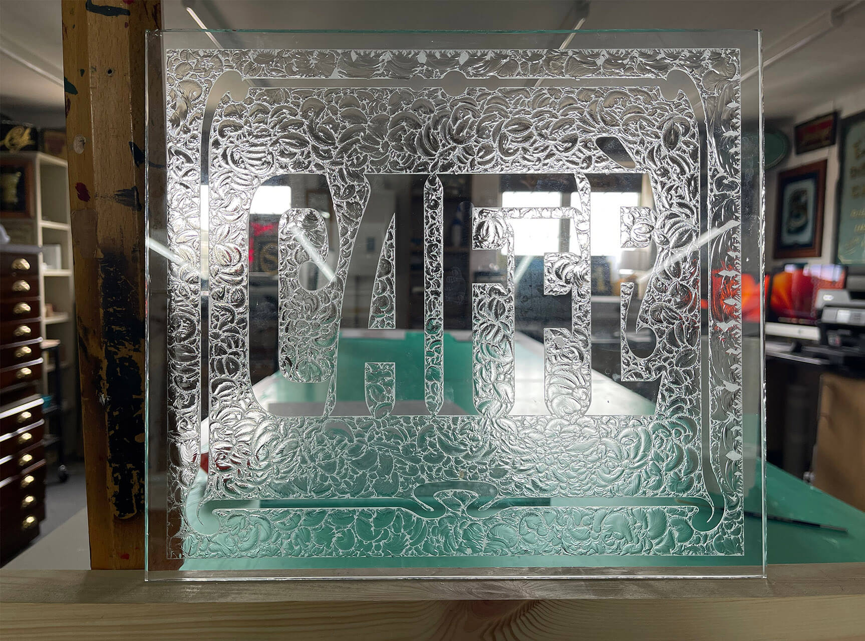 Glue Chipped Glass - "Caffe 2" 12 3/4" x 11 1/2" - David Smith ...