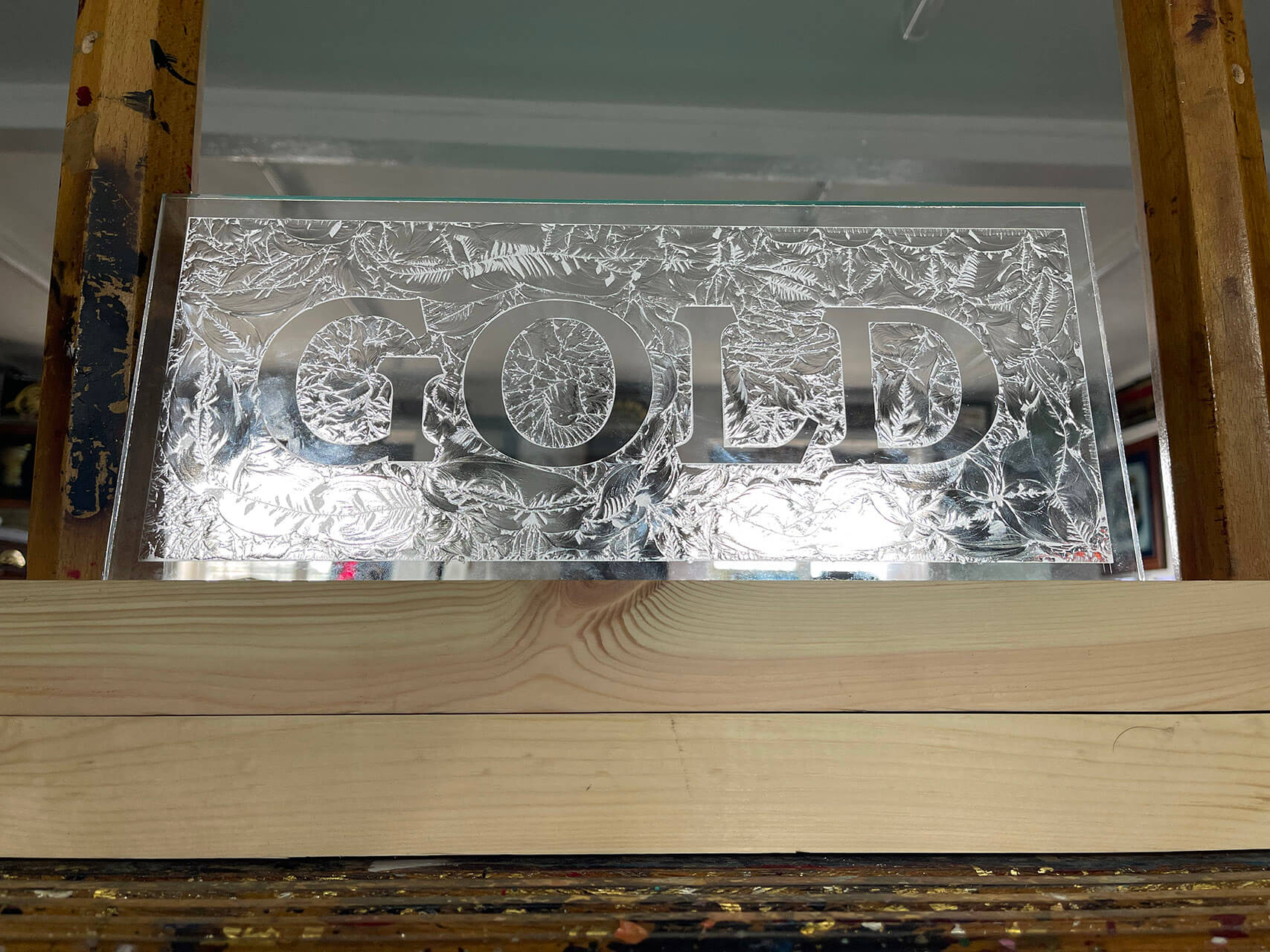 Glue Chipped Glass - "Gold" 15" x 6 1/2" - David Smith - Traditional ...