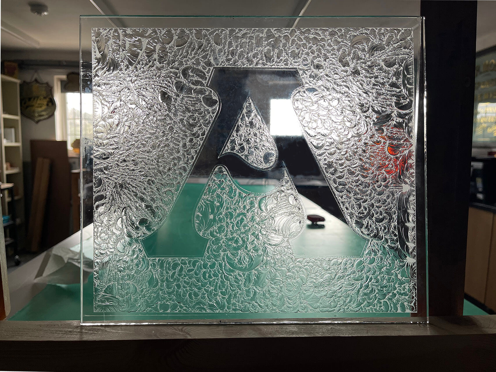 Glue Chipped Glass - "Letter A" 11 3/4" x 12 3/4" - David Smith ...